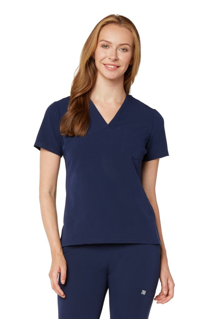 Women's One-Pocket Scrub Top - Navy Blue – Body Intelligence